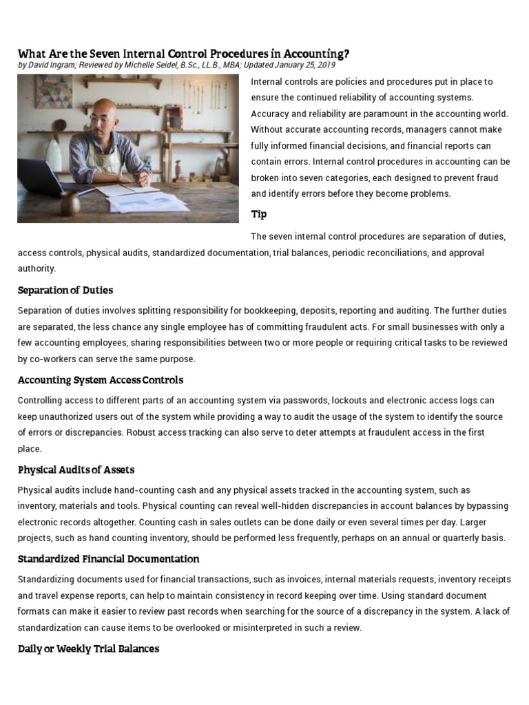 What Are The Seven Internal Control Procedures in Accounting | PDF ...