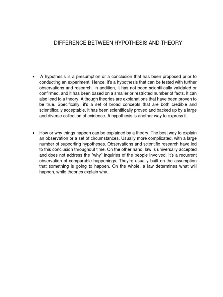 Difference Between Hypothesis And Theory Pdf