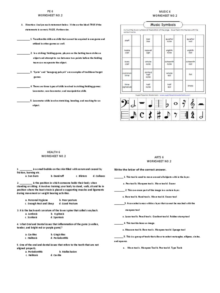 Mapeh Worksheet2 | PDF | Dentistry | Mouth