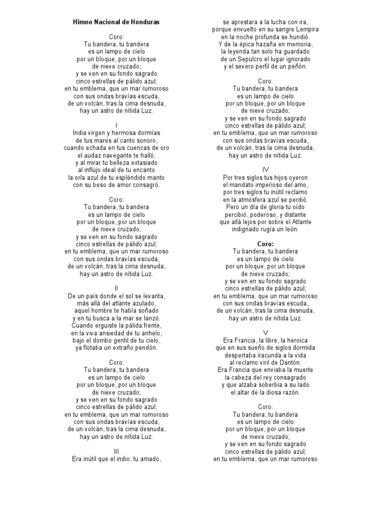 Himno Nacional de Honduras | PDF
