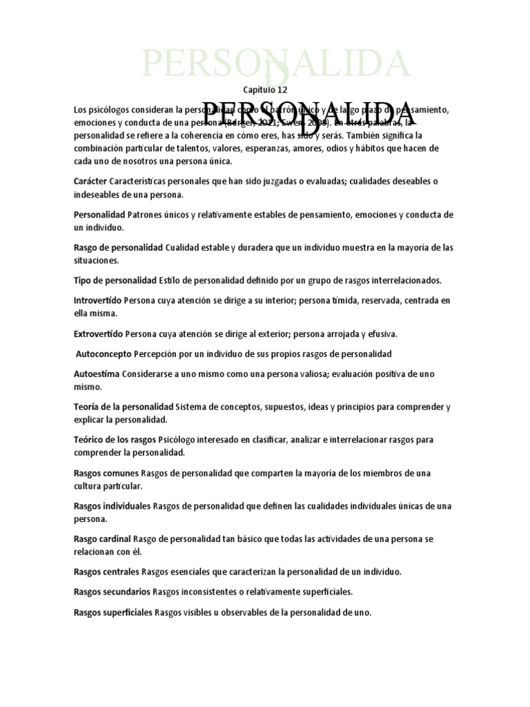 Definición y Teorías de la Personalidad | PDF | Comportamiento ...