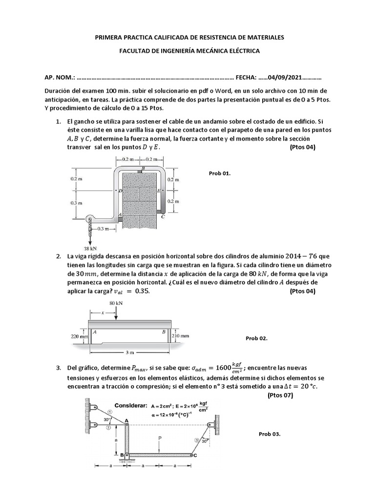 Primera Practica Calificada - 2021 | PDF