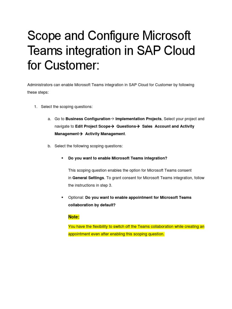 Microsoft Teams Integration in SAP C4C | PDF | Cloud Computing | Microsoft
