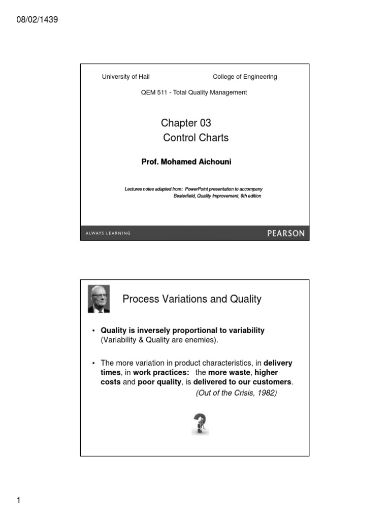 Chapter03 Control Charts 2017 | PDF | Mean | Statistics