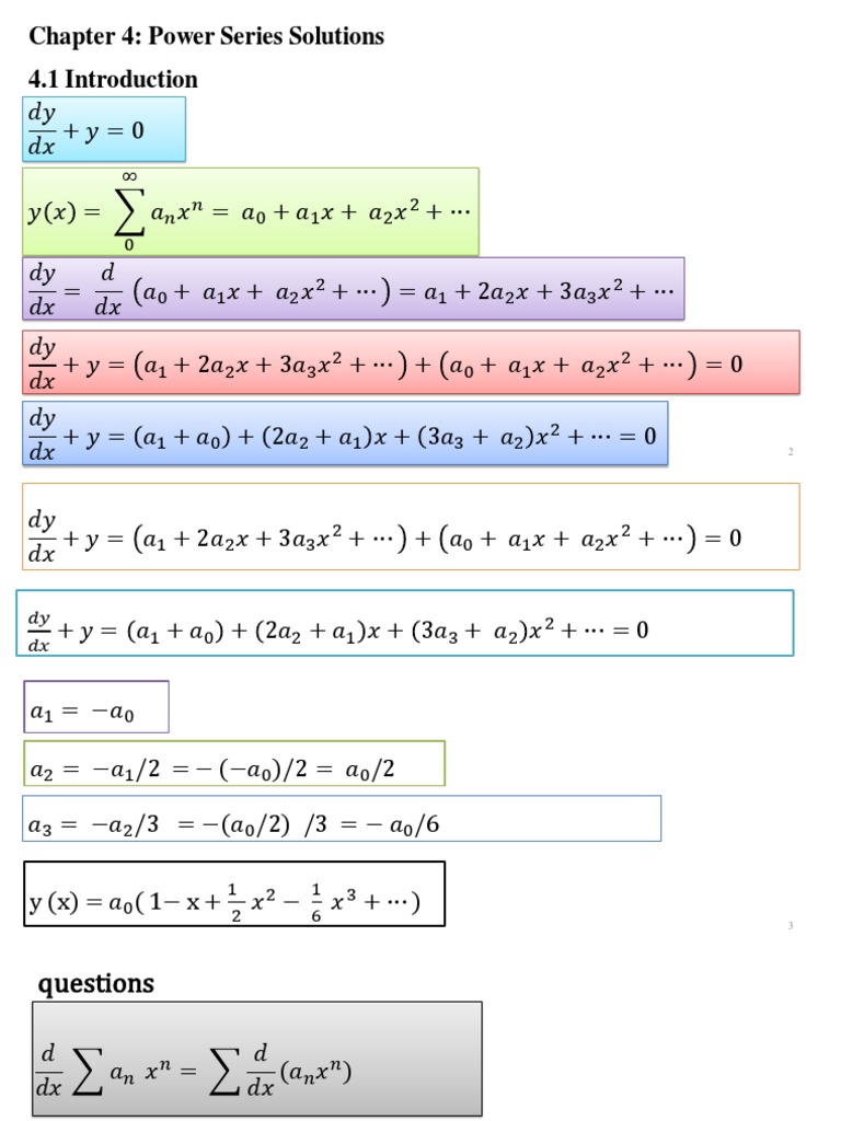 Chapter 4: Power Series Solutions | PDF | Sequence | Power Series