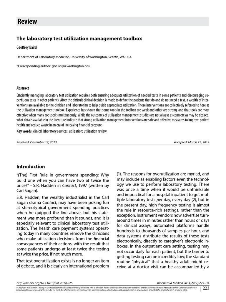 The Laboratory Test Utilization Management Toolbox | PDF | Glycated ...