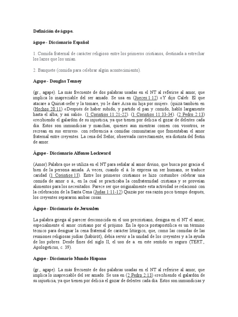 Definición de Ágape | Descargar gratis PDF | Amor | eucaristía