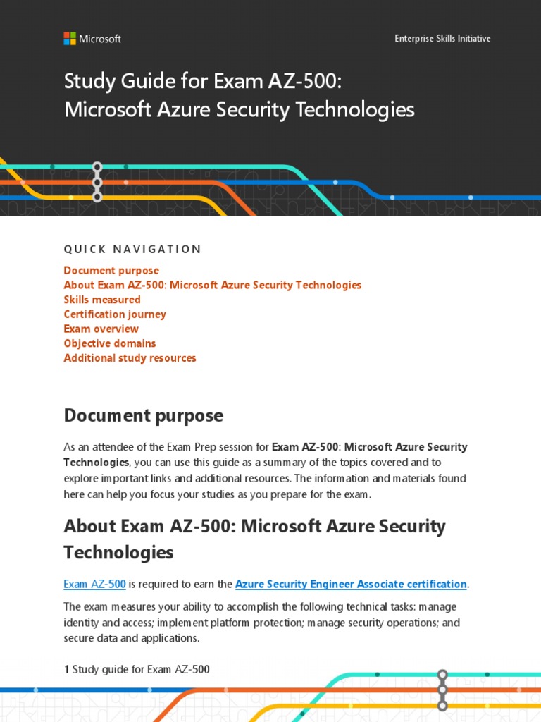 ESI Study Guide For Exam AZ-500 | PDF | Microsoft Azure | Active Directory