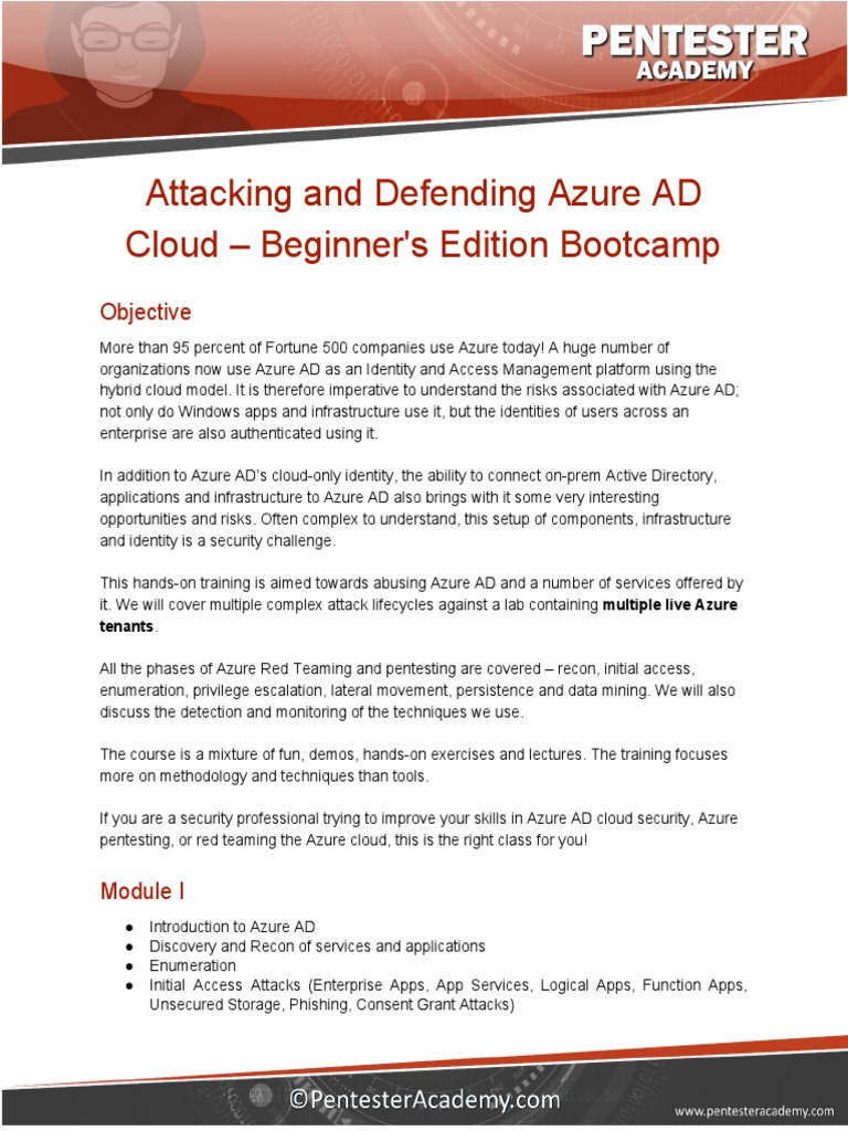 Bootcamp Attacking and Defending Azure AD Cloud Beginner's Edition ... Bootcamp Attacking and Defending Azure AD Cloud Beginner's Edition ...