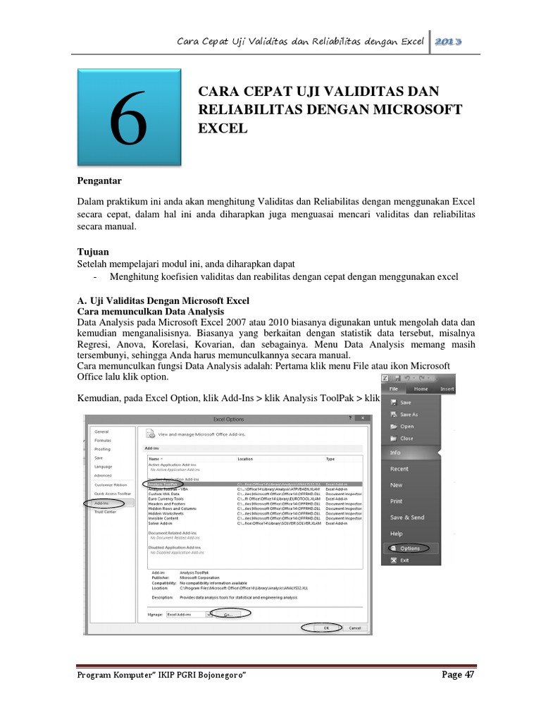 Bab Vi (Cara Cepat Validitas Dan Reliablitas) | PDF | Metode & Bahan Ajar | Komputer