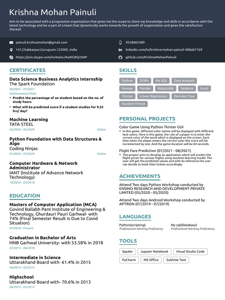 Krishna Mohan Painuli: Certificates Skills | PDF | Machine Learning ... Krishna Mohan Painuli: Certificates Skills | PDF | Machine Learning ...