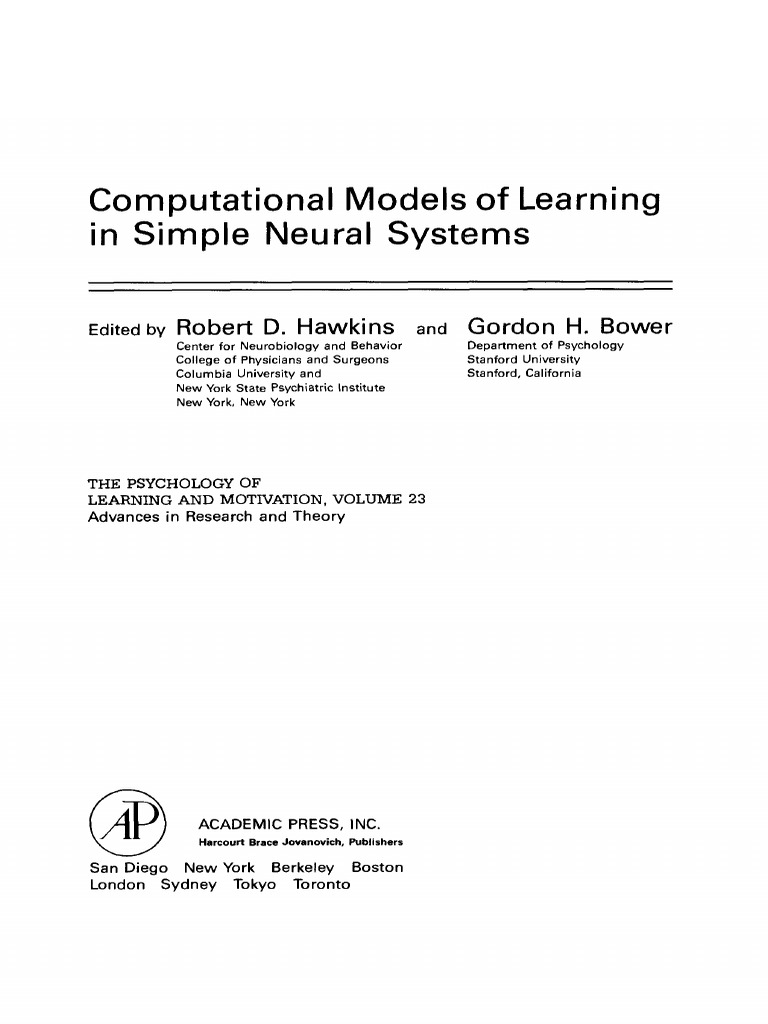 Computational Models of Learning in Simple Neural Systems: Robert Hawkins Gordon H. Bower | PDF ...