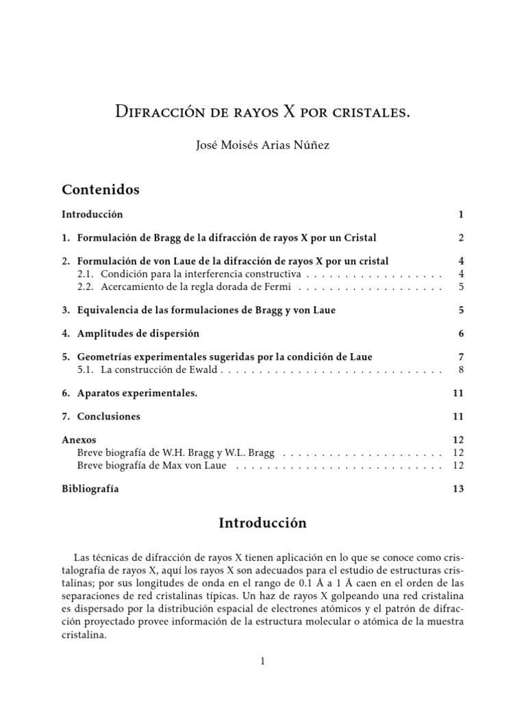 Difracción de Rayos X Por Cristales | PDF | Cristalografía de rayos X ...