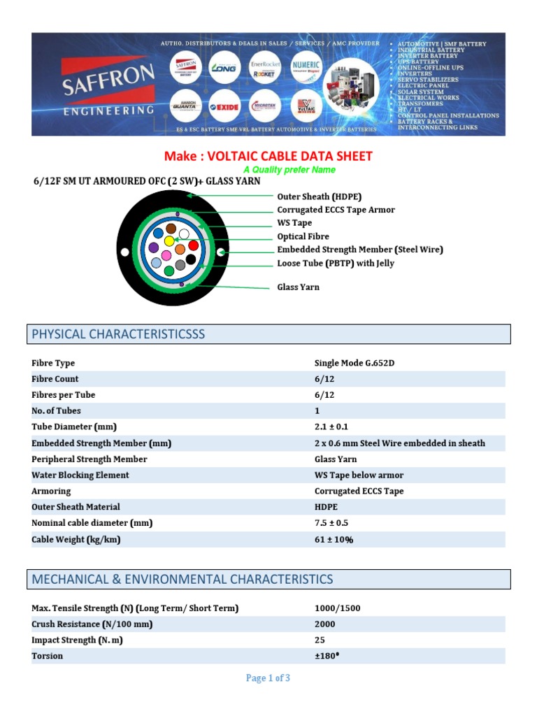 2 To 12F SM UT Armoured OFC-2Steel Wire Design Sheet-7.5 MM | PDF ...