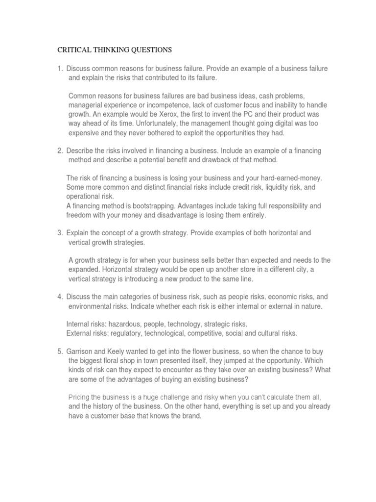 Unit 2 Critical Thinking Questions | PDF