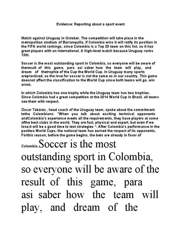 Reporting About A Sport Event | PDF | Fifa World Cup | Association Football