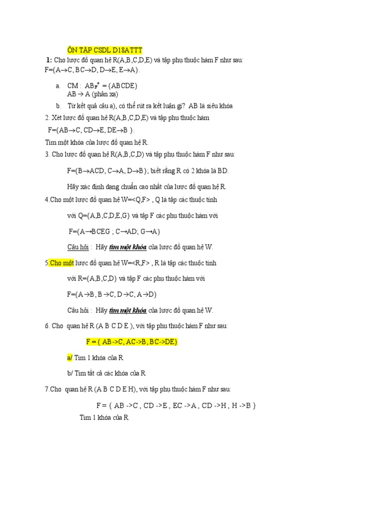 Bai Tap PTH CSDL | PDF