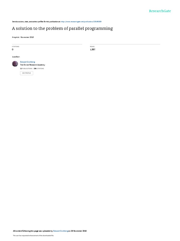 A Solution To The Problem of Parallel Programming: November 2018 | PDF | Parallel Computing ...