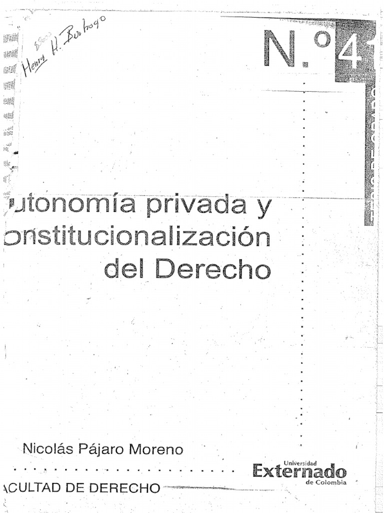 Autonomia Privada y Constitucionalización Del Derecho N Pájaro | PDF Autonomia Privada y Constitucionalización Del Derecho N Pájaro | PDF