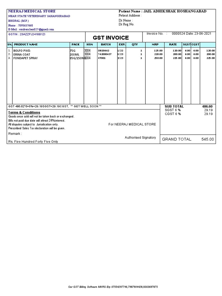 Invoice Jail Adhikshak 23.06.2021 | PDF | Economies | Government Of India