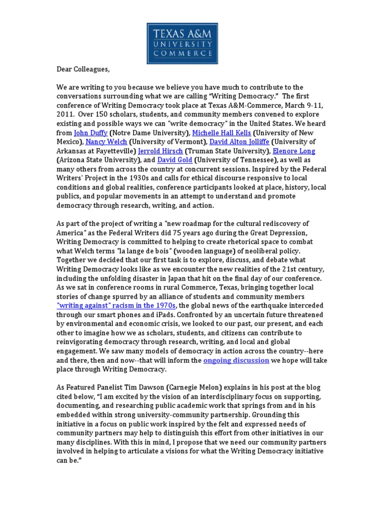 Writing Democracy Letter-Open | PDF | Democracy | Political Ideologies