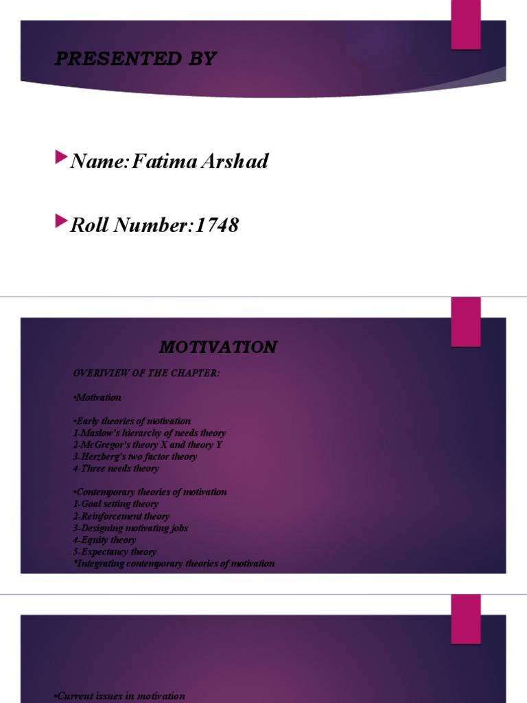 Fatima Arshad Management Presentation | PDF | Motivation | Motivational