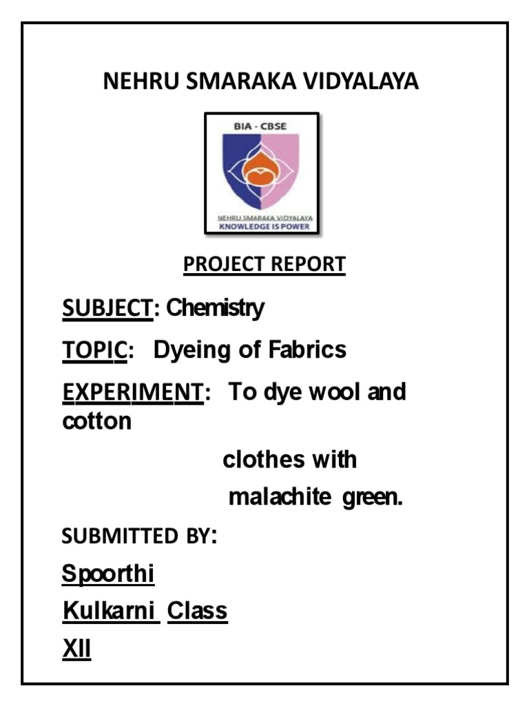 Chemistry Isc Class12 Project | PDF | Dye | Dyeing