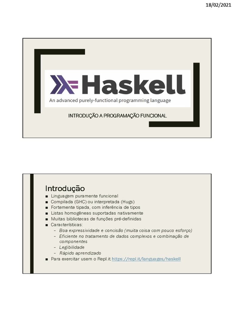 Aula4 Pratica Haskell Pdf Linguagem De Programação Programação De