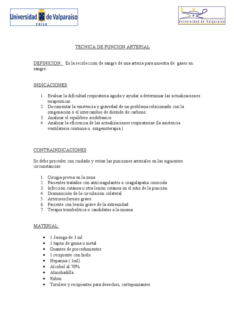 Guía de Punción Arterial: Proceso y Precauciones | PDF | Mano | Codo