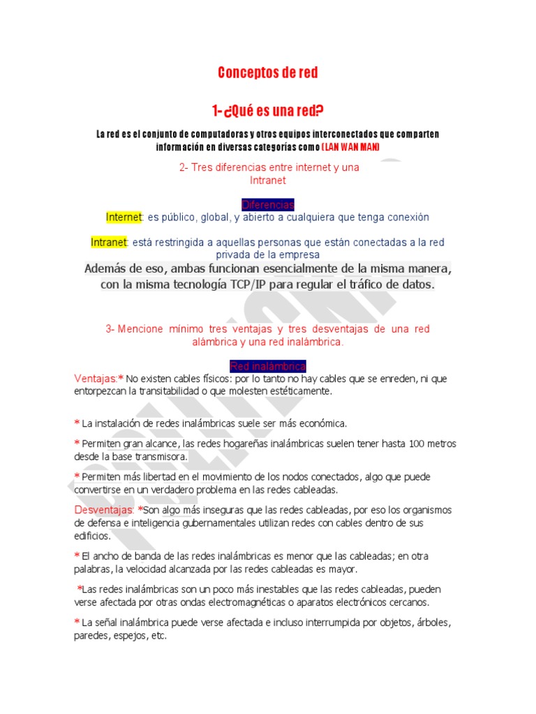 Conceptos de Red | Descargar gratis PDF | Red de computadoras | Dirección IP