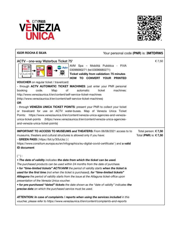 VeneziaUnica City Pass 2 | PDF | Public Transport | Passenger Rail ...