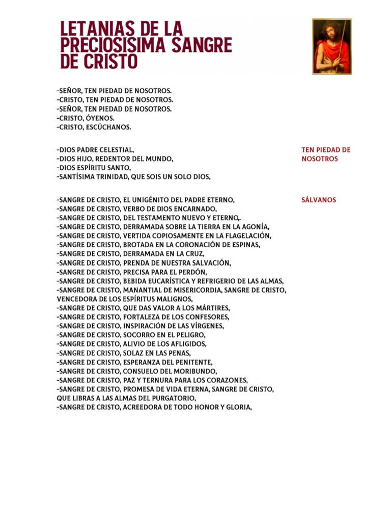Letanias Preciosisima Sangre Cristo | PDF