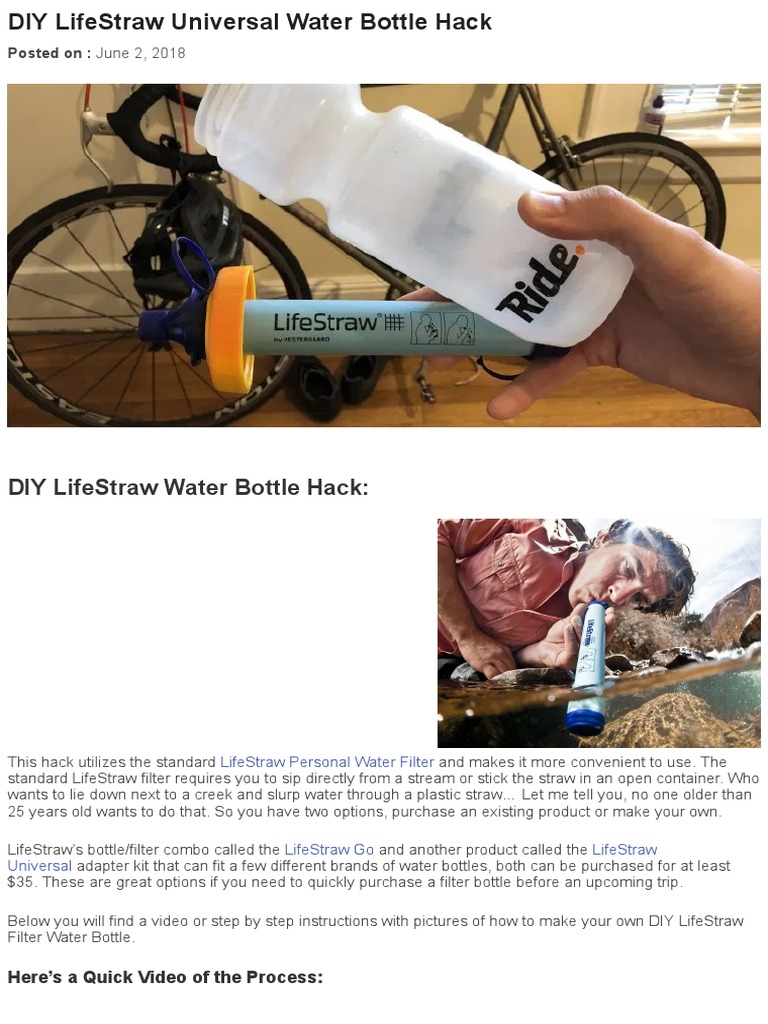 DIY LifeStraw Universal Water Bottle Hack - Thebidon | PDF