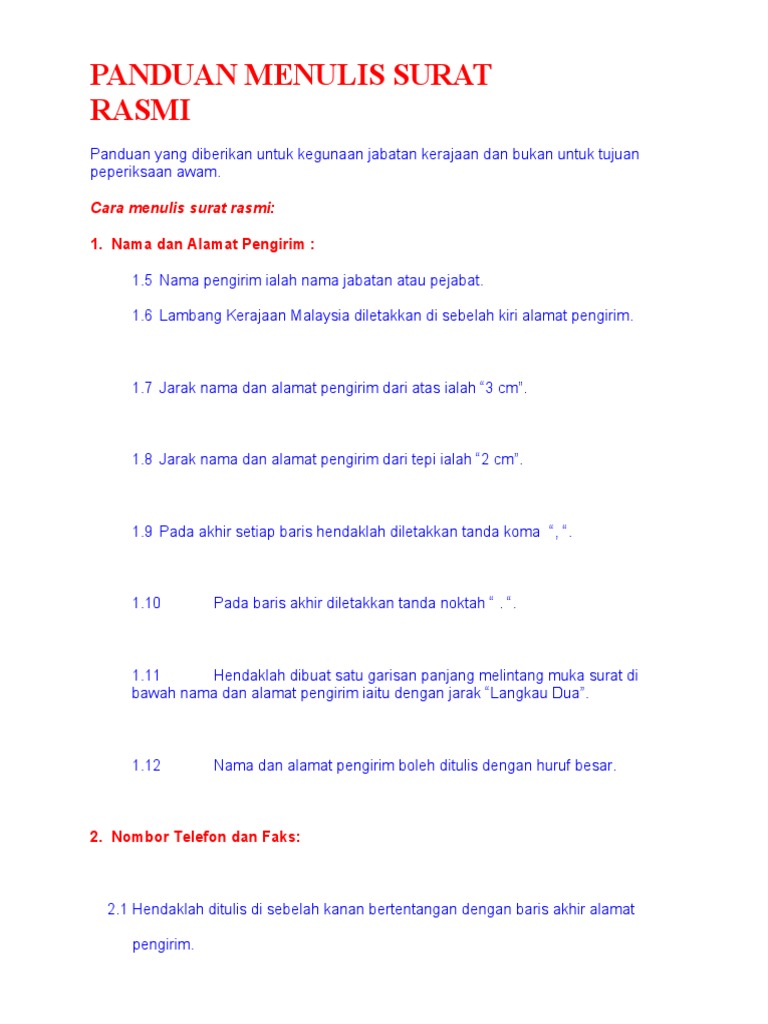 Panduan Menulis Surat Rasmi | PDF