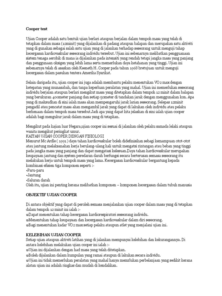 Cooper Test | PDF