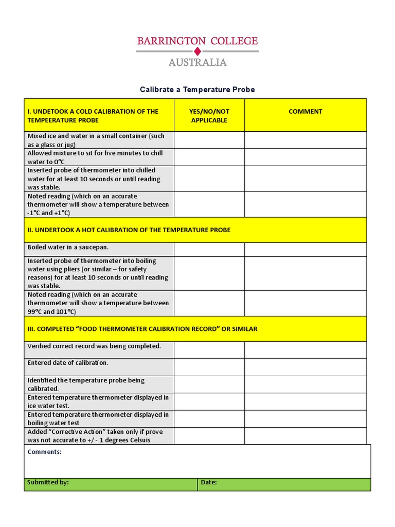 Calibrate a Temperature Probe Guide | PDF