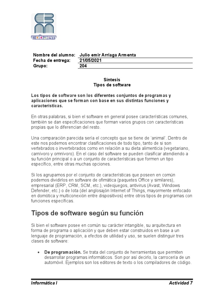 Tipos de Software y Ejemplos | PDF | Software | Software de la aplicacion