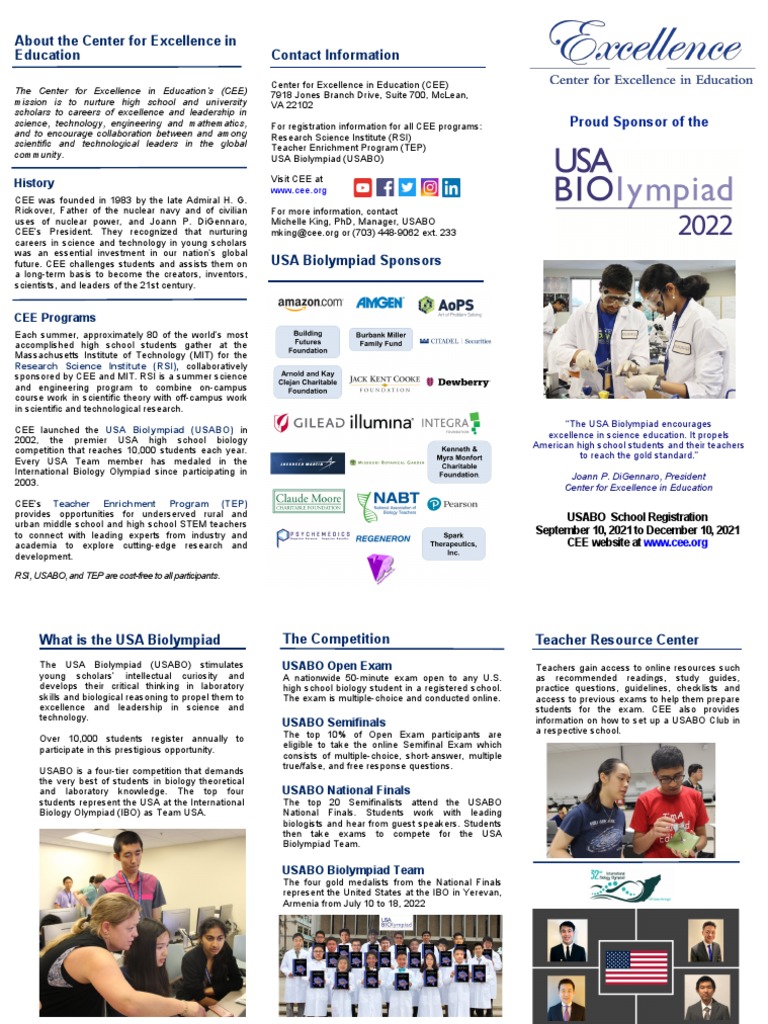 2022 Usabo Brochure | PDF | Science And Technology | Science