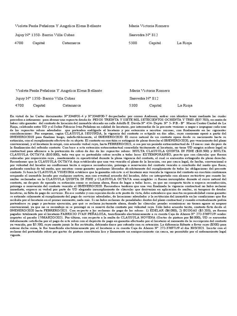 Carta Documento Andreani | Descargar gratis PDF | Ley común | Derecho empresarial