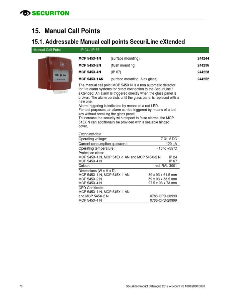 Folleto Securiton MCP-545X | PDF | Electrical Equipment | Electric Power