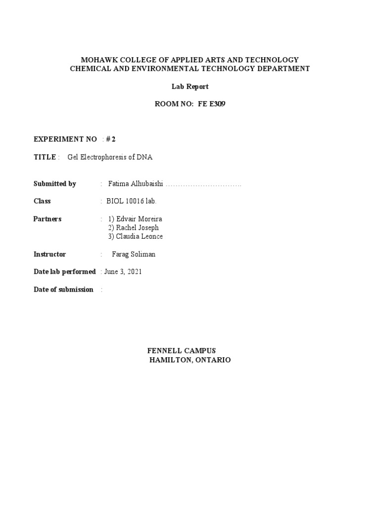 Report - Expt 2 Gel Electrophoresis | PDF | Gel Electrophoresis ...