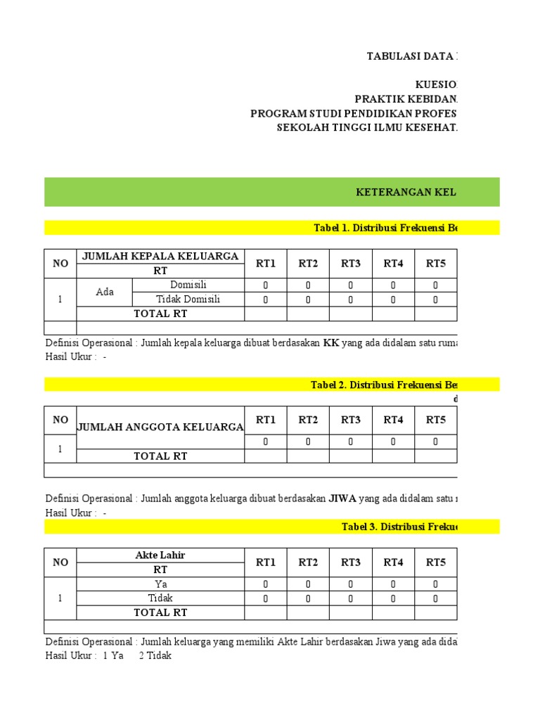 TABULASI DATA KELOMPOK 1 KUESIONER PRAKTIK KEBIDANAN KOMUNITAS | PDF