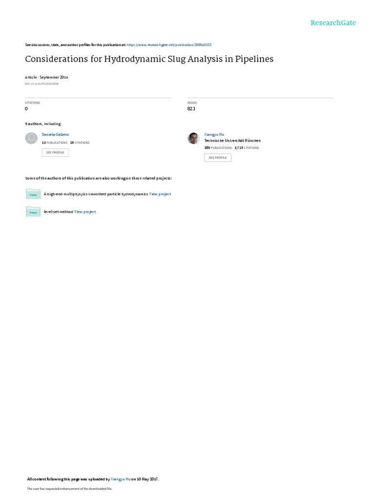 Considerations For Hydrodynamic Slug Analysis in Pipelines: September ...