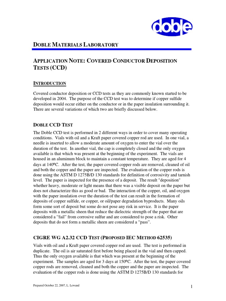 CCD Testing Methods and Criteria | PDF | Copper | Corrosion