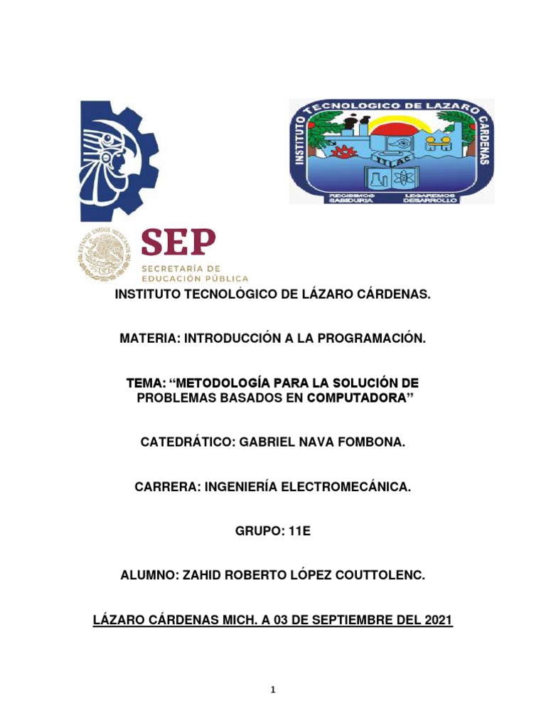 Metodología para La Solución de Problemas Basados en Computadora ...
