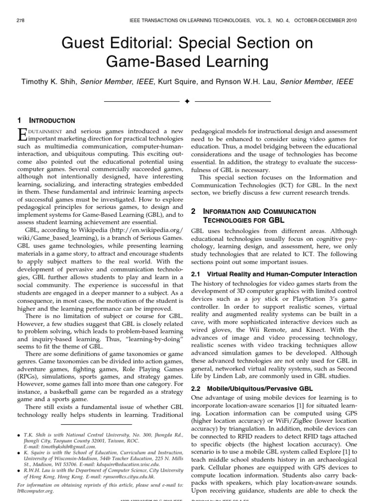 Game Based Learning | PDF | Video Games | Educational Technology