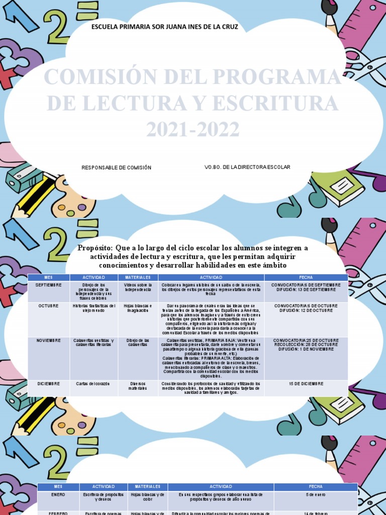 Actividades de Lectura y Escritura 2021-2022 | PDF