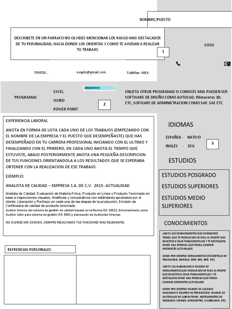 Machote para Curriculum Vitae | PDF