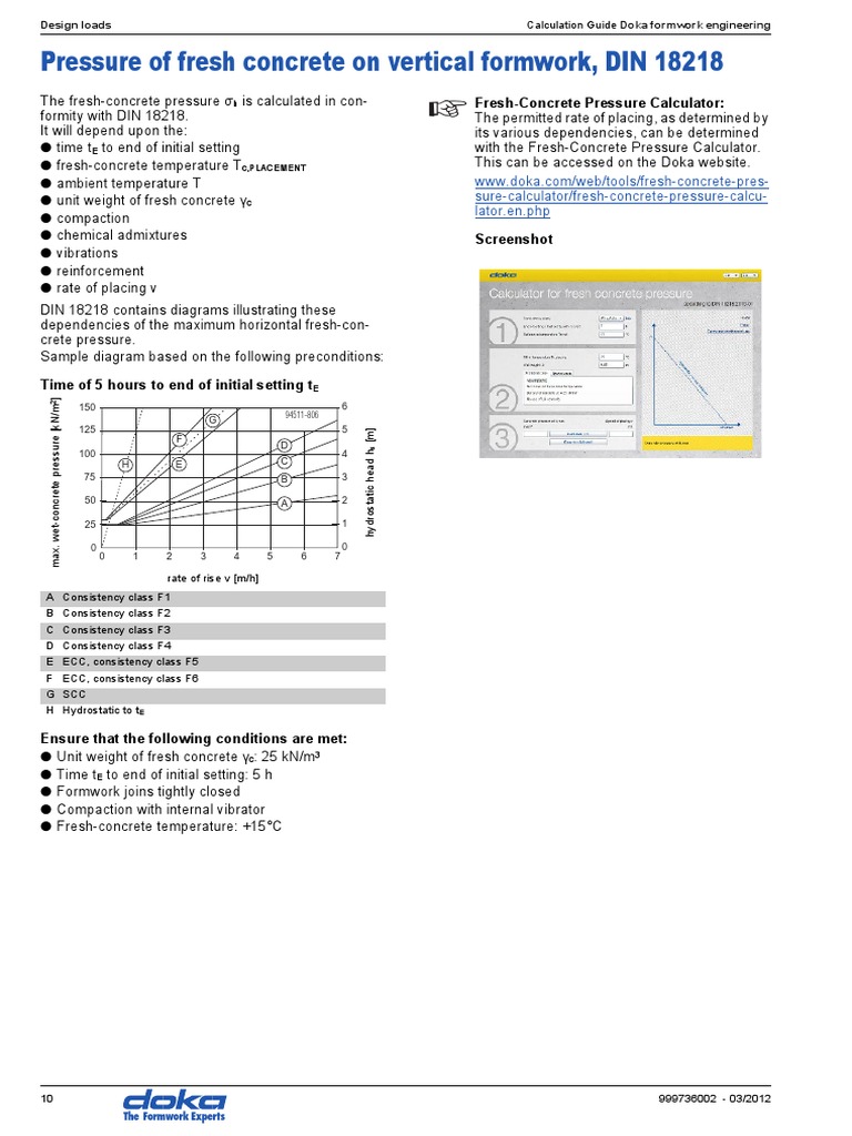 Fresh Concrete Pressure Calculation Guide | PDF | Concrete | Applied ...