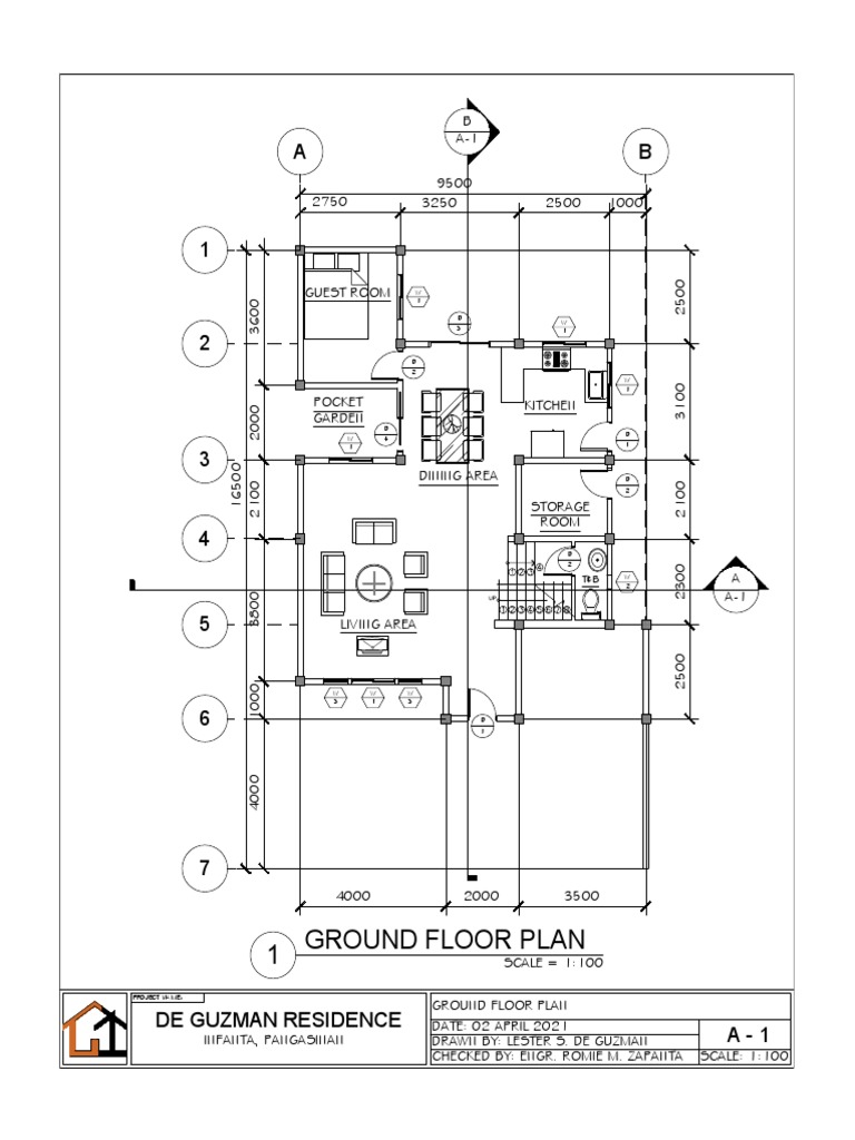 Building System Design Plate 3-Ground Floor PLan | PDF | Buildings And ...